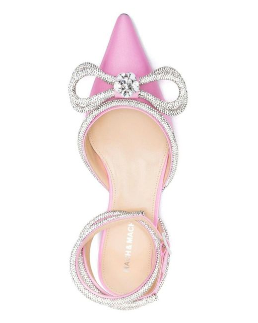 Mach & Mach Double Bow Satin Slingback Ballet Flats in Pink | Lyst