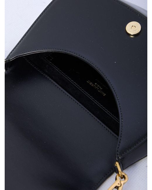 Saint Laurent Bascule Cloche S Bag Golden Logo in Black | Lyst
