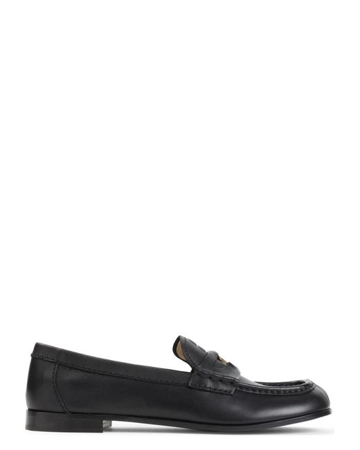 Miu Miu Nappa Calf Leather Loafers in Black | Lyst