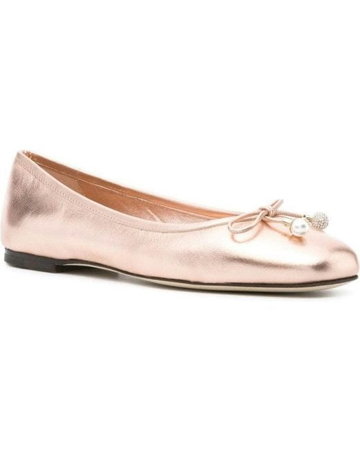Jimmy Choo Elme Flat Metallic Leather Ballet Flats in Black | Lyst