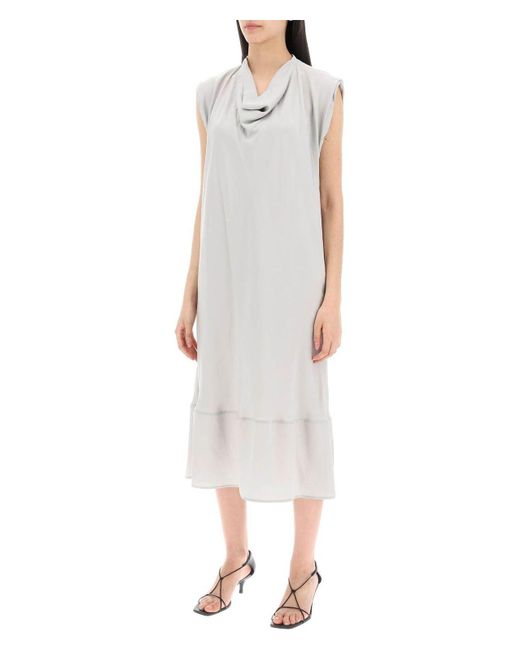 Lemaire Midi Dress With Diagonal Cut in White | Lyst