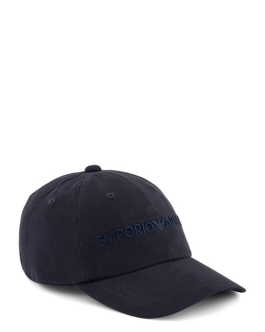 Emporio Armani Logo Baseball Cap in Blue for Men | Lyst UK