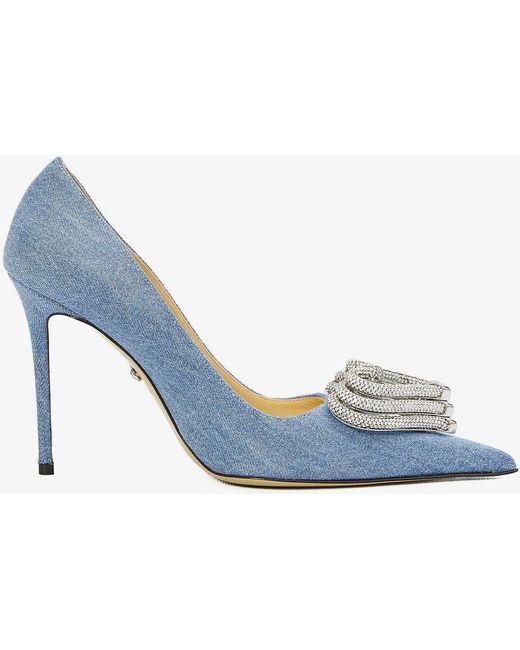Mach & Mach Triple Heart Denim Pumps in Blue | Lyst