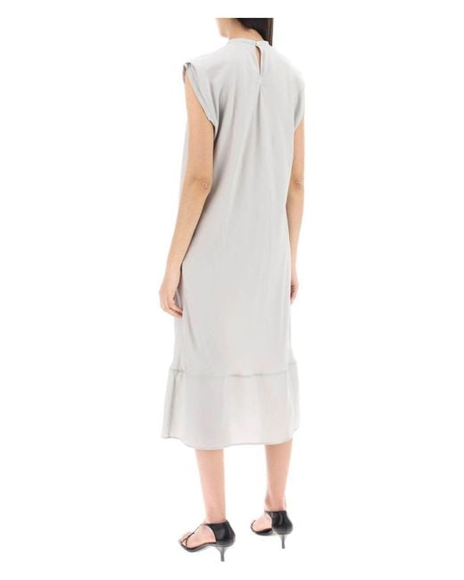 Lemaire Midi Dress With Diagonal Cut in White | Lyst