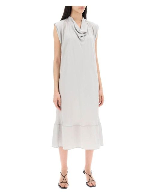 Lemaire Midi Dress With Diagonal Cut in White | Lyst UK