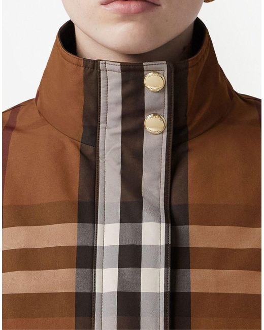 Burberry Ayton Check Pattern Zip Up Jacket in Brown Lyst UK
