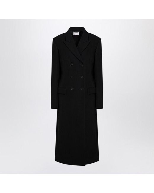 The Row Woody Wool Double-Breasted Coat in Black | Lyst