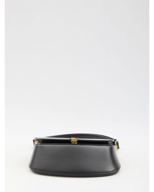 Saint Laurent Bascule Cloche S Bag Golden Logo in Black | Lyst