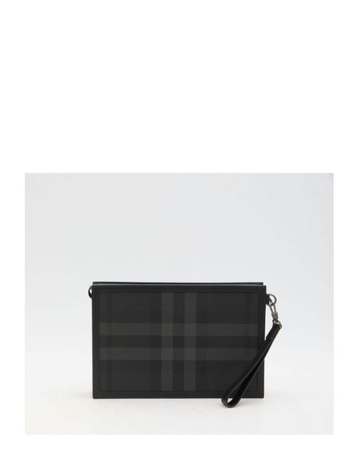 Burberry Check Pouch in White for Men | Lyst