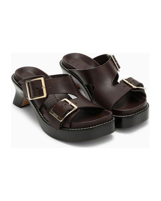 Loewe Ease Heel Slide Leather in Black | Lyst