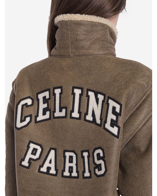 Celine Aviator Jacket With Shearling Lining in Yellow | Lyst