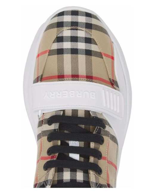 Burberry New Regis Sneaker With Beig Checks in White | Lyst UK