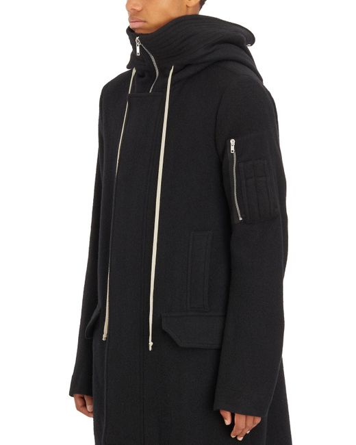 Rick Owens Wool Parka Megaparka in Black for Men | Lyst