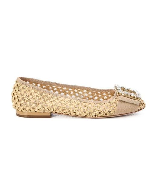 Roger Vivier Raffia Ballerina in Natural | Lyst