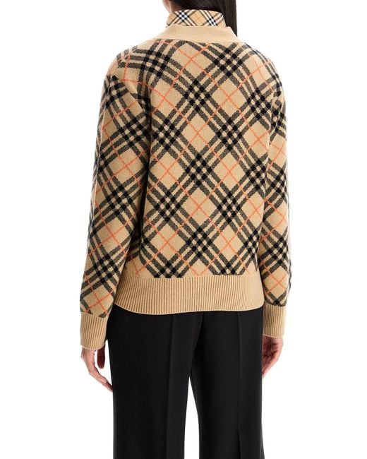 Burberry Ered Cashmere Boxy Cardigan With in Natural | Lyst
