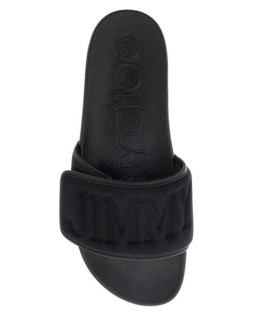 Jimmy Choo Slides Con Logo in Black | Lyst