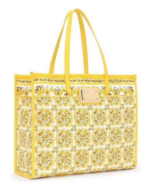 Dolce & Gabbana Large Shopping Tote Bag in Yellow | Lyst
