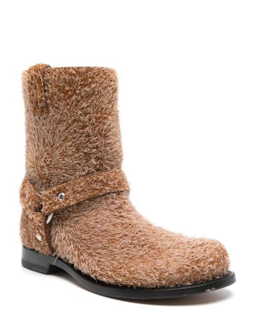 Loewe Campo Leather Biker Boots in Brown | Lyst