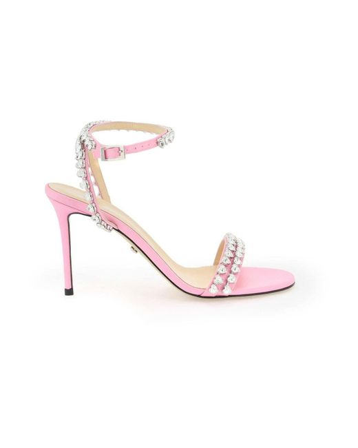 Mach & Mach Mach E Mach Audrey Sandals With Crystals in Pink | Lyst