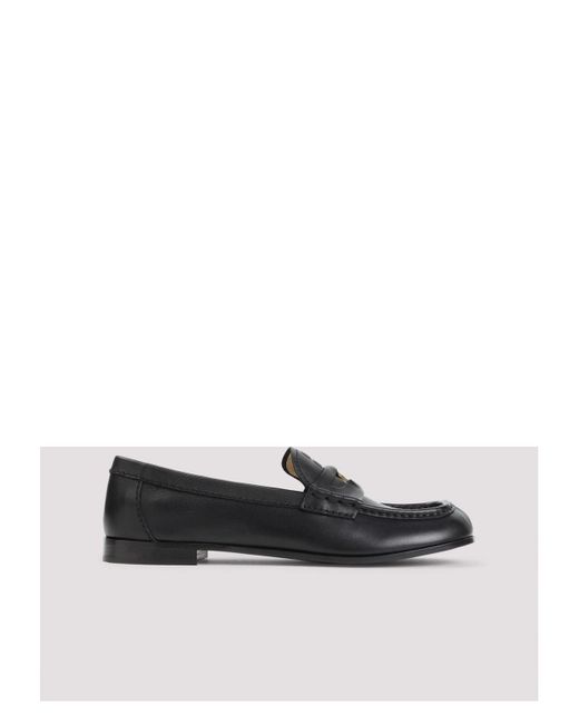 Miu Miu Nappa Calf Leather Loafers in Black | Lyst