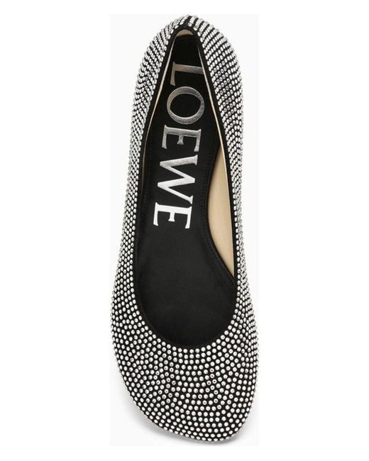 Loewe Ballerina Toy Leather And Rhinestones Sandal in Black | Lyst