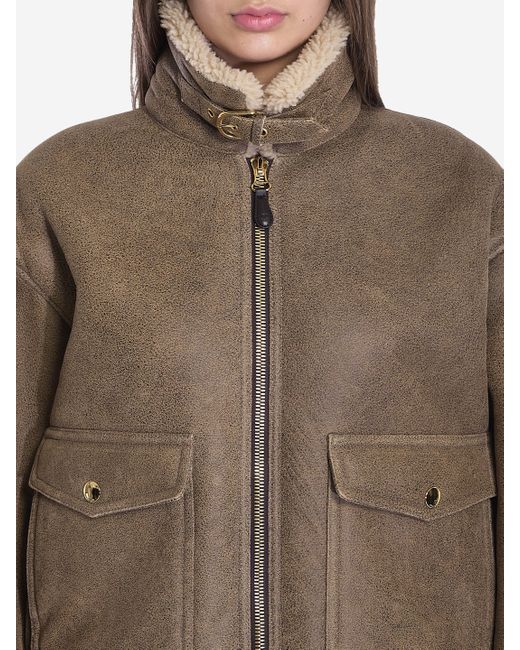 Celine Aviator Jacket With Shearling Lining in Yellow | Lyst