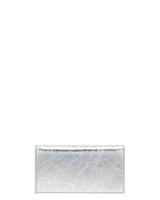 Christian Louboutin Loubi54 Laminated Leather Clutch Bag in Gray | Lyst