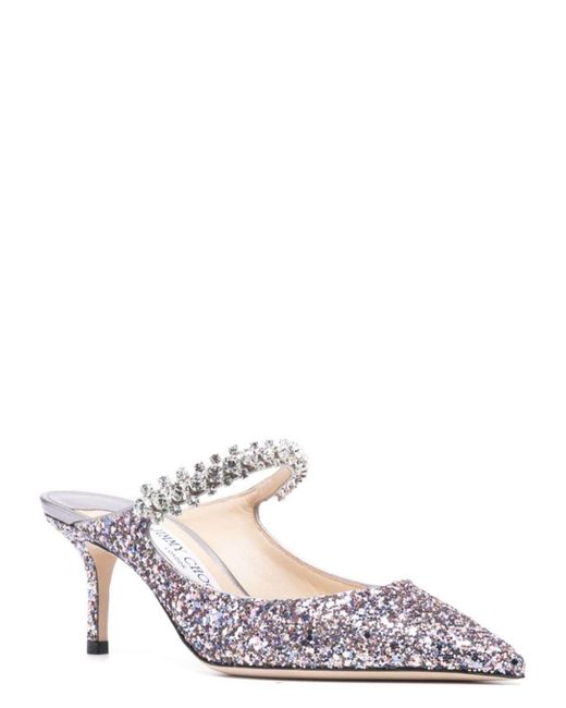 Jimmy Choo Glitter Crystal Strap Stilettos Pumps in White | Lyst