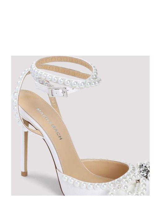 Mach & Mach Double Bow Pearl Pumps in White | Lyst