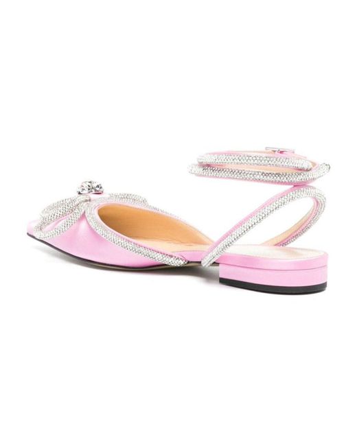 Mach & Mach Double Bow Satin Slingback Ballet Flats in Pink | Lyst