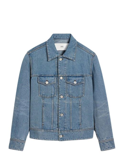 Ami Paris Back Logo Denim Jacket in Blue for Men | Lyst UK