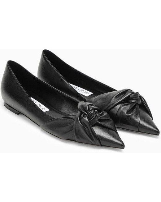 Jimmy Choo Hedera Flat Leather Ballerina in Black | Lyst