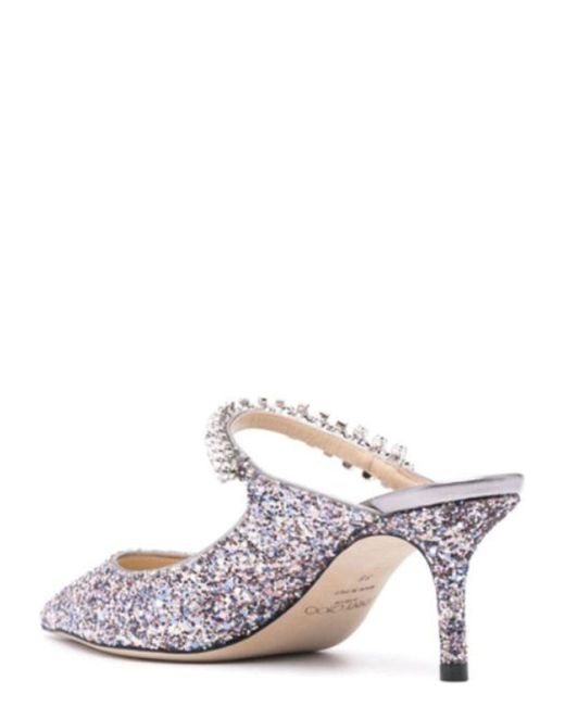 Jimmy Choo Glitter Crystal Strap Stilettos Pumps in White | Lyst