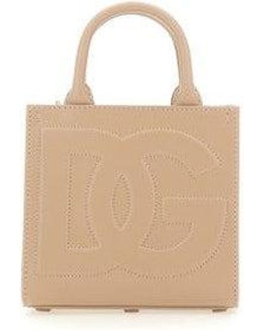 Dolce & Gabbana Dg Daily Mini Leather Tote in Natural | Lyst