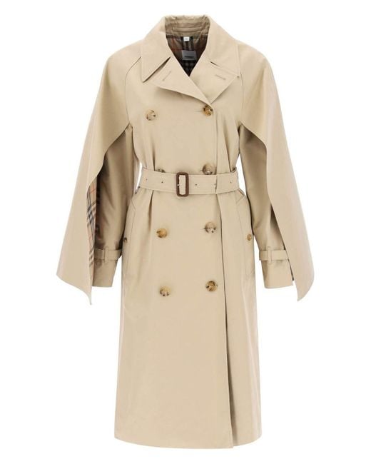 Burberry Cotton Trench Coat in Natural | Lyst UK