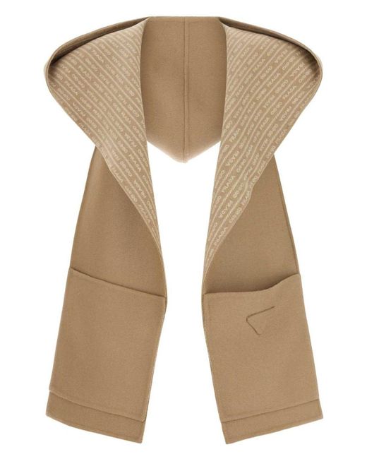 Prada Wool Scarf in Natural | Lyst UK