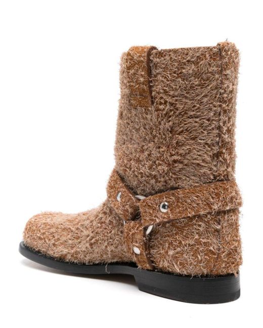 Loewe Campo Leather Biker Boots in Brown | Lyst