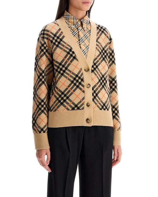 Burberry Ered Cashmere Boxy Cardigan With in Natural | Lyst