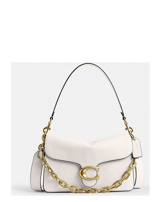 COACH Soft Grain Leather Chain Tabby Shoulder in Natural | Lyst