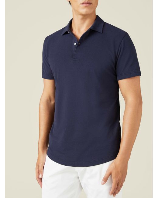 Luca Faloni Cotton Navy Blue Classic Piqué Polo for Men | Lyst UK