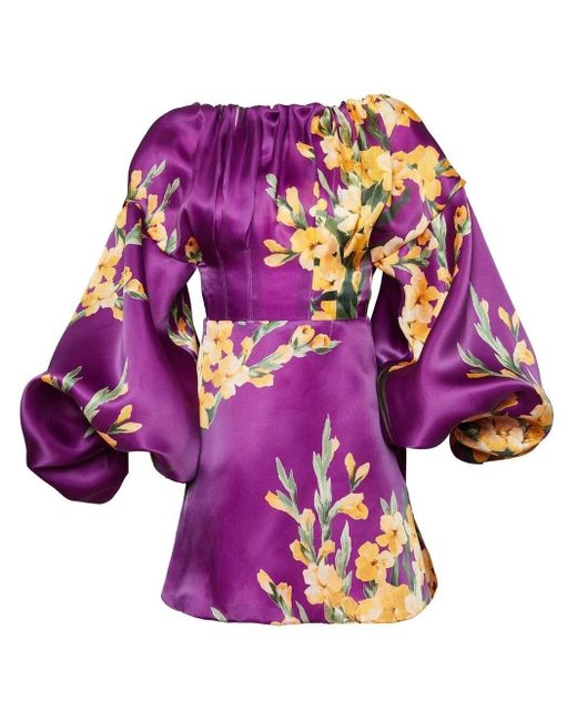 Carolina Herrera Silk Printed Dress in Purple | Lyst Carolina Herrera Silk Printed Dress in Purple | Lyst
