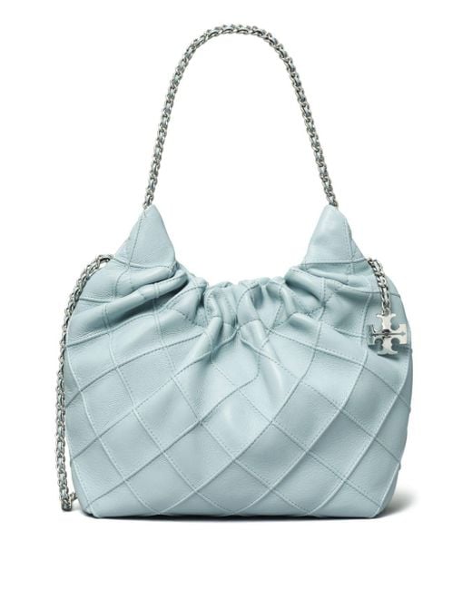 Tory Burch Fleming Mini Leather Hobo Bag in Blue | Lyst