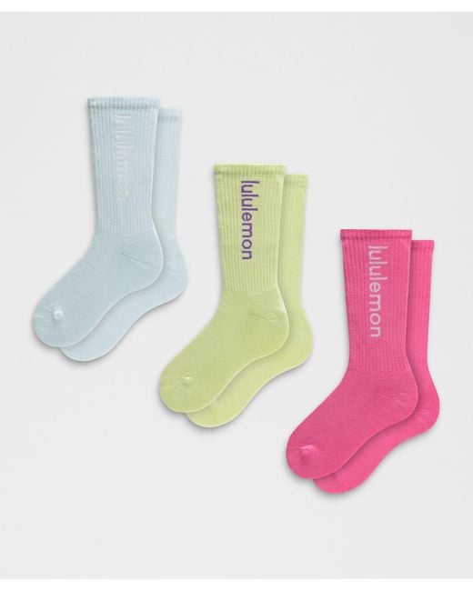 lululemon Daily Essential Crew Socks Wordmark 3 Pack | Lyst