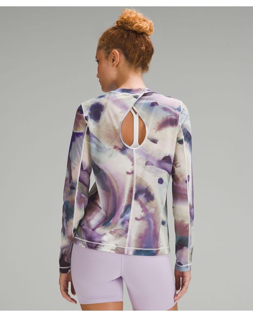 lululemon athletica Keyhole Mesh Long-sleeve Shirt in Purple | Lyst
