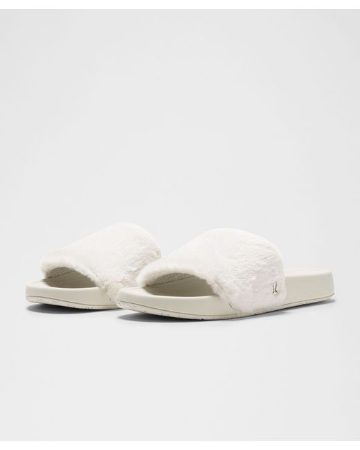 lululemon Restfeel Faux Fur Slide in White | Lyst
