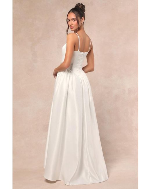Lulus Bria Basque Waist Maxi Dress in Natural | Lyst