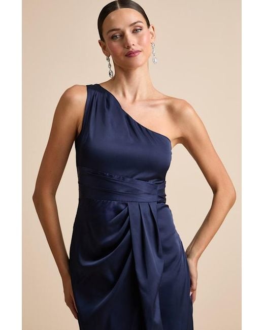 Lulus Rhema Satin Midi Dress in Blue | Lyst