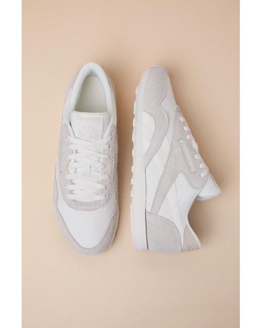 Reebok Classic Nylon And Chalk Suede Leather Sneakers in Blue | Lyst