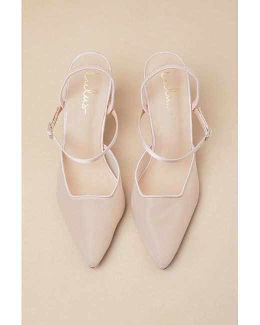 Lulus Zylla Light Nude Mesh Pointed-Toe Pumps in Natural | Lyst