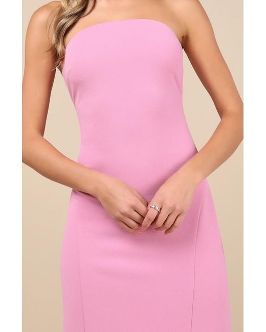 Lulus Infamous Icon Light Strapless Column Maxi Dress in Pink | Lyst